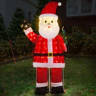6FT Lighted Collasipble Santa Claus Christmas Yard Decoration - Bed ...
