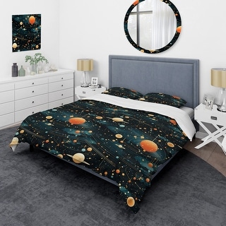 Designart "Orange And Blue Science Fiction Spots" Teal Modern Bedding ...