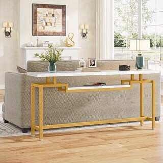 70 inch Sofa Table, Narrow Long Console Table with 2 Tiers - Bed Bath ...