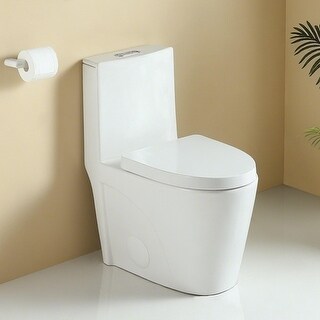 One-Piece Toilet, 1.1/1.60 GPF Dual-Flush, Elongated Comfort Height ...