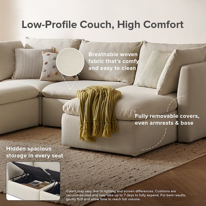 mopio Oversized Modular Sectional Sofa with Fully Removable Covers and ...