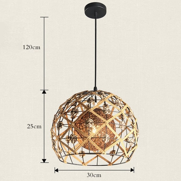 Vintage Woven Rattan Boho Pendant Lamp Light Chandelier Hanging Mount ...
