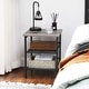 VASAGLE Rustic Metal Frame End Table, Nightstand with 2 Adjustable Mesh Shelves, Industrial Side ...