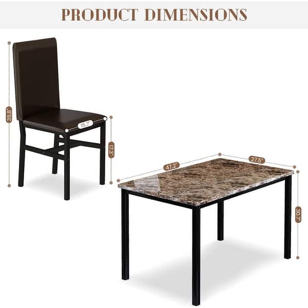 5 - Piece Dining Set, Faux Marble Kitchen Table & Chair Set, 4 Espresso ...