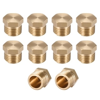 Brass Pipe Fitting Cored Hex Head 1/4"G Male Connector Coupling 10pcs ...