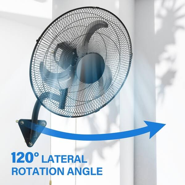 18-Inch Wall Mount Fan with 3 Speed Settings, 120-Degree Oscillation ...