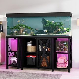 Moasis 90-120 Gallon Aquarium Stand with Power Outlet & LED Light,Heavy ...