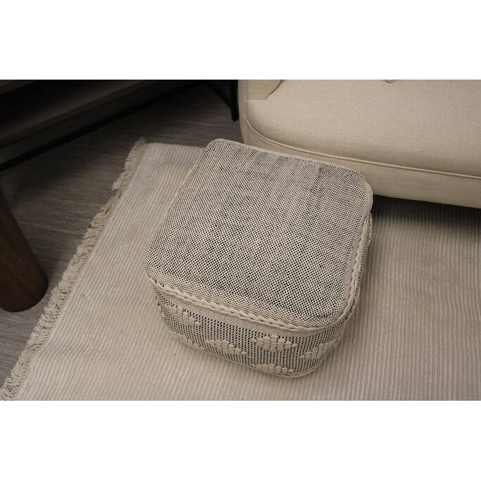 Home&Manor Ferrara Cotton Cube Pouf - Overstock - 36851776