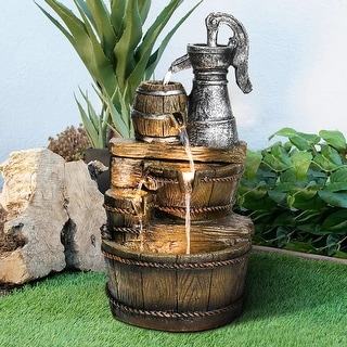 Outdoor Rustic 5 Tier Barrel Water Fountain with Pump for Home - Bed ...