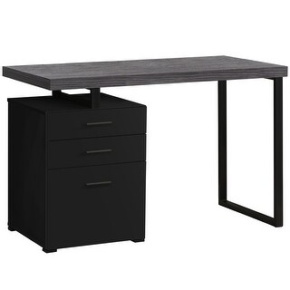 HomeRoots 24" Black Rectangular Computer Desk With Three Drawers - Bed ...