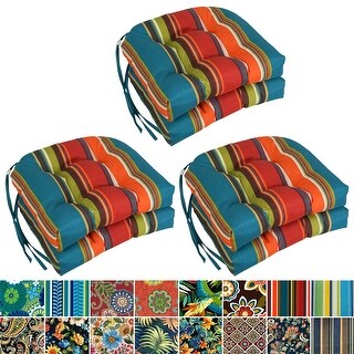 16-inch Rounded Back Tufted Indoor/ Outdoor Chair Cushions (Set of 6 ...
