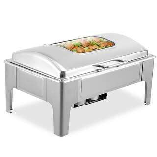 Hydraulic Pressure Roll Top Chafing Dish Buffet Set, 9 Quart Full Pan ...