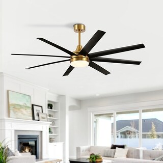 Moasis Matte Black 60-in 8-Blade Ceiling Fan with LED Light and Remote ...