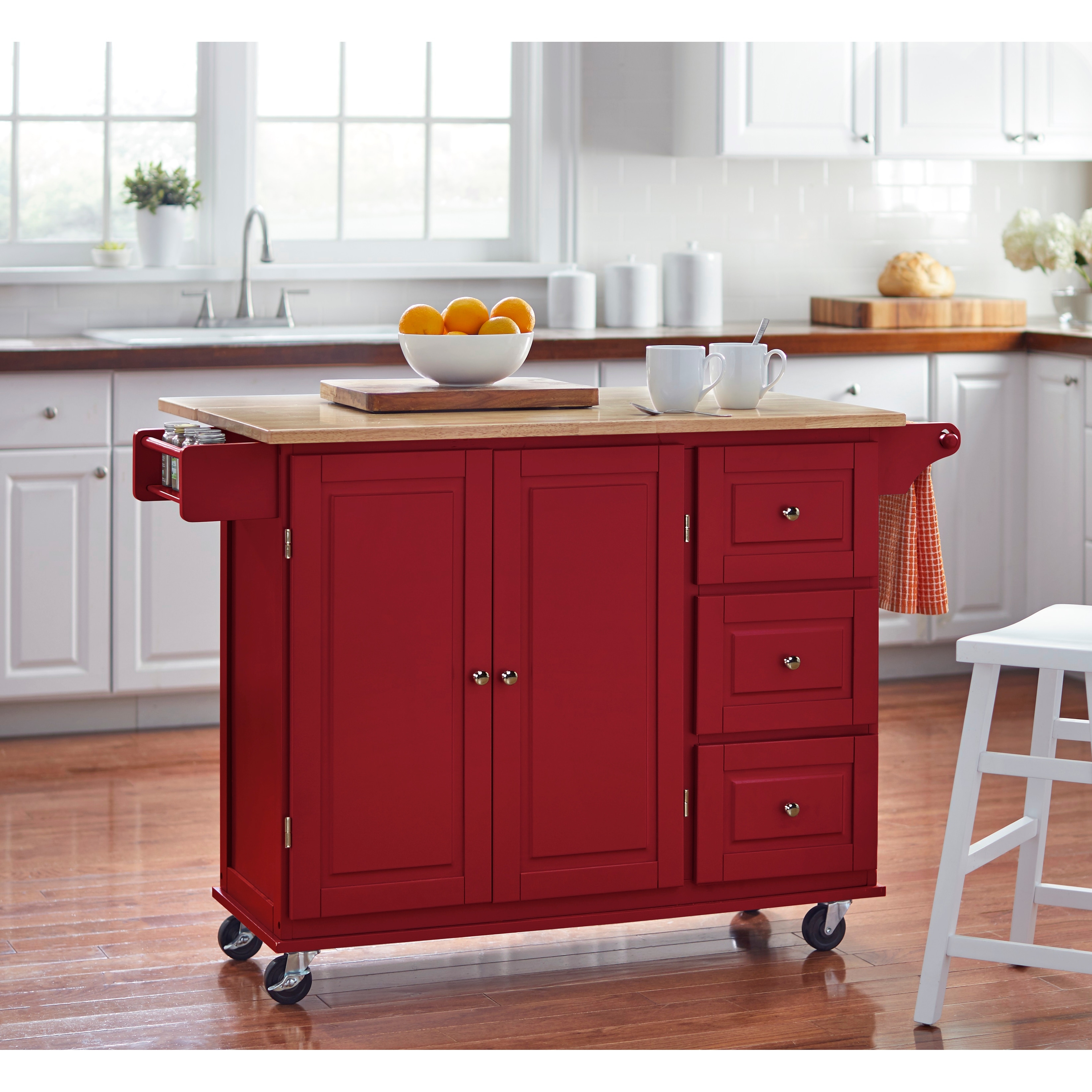 Kitchen Island Kitchen Cart with Drop-Leaf Countertop - Bed Bath ...