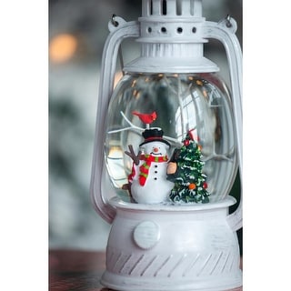 LED Christmas Lighted Spinning Lantern with Snowman & Tree, 6-Hour ...