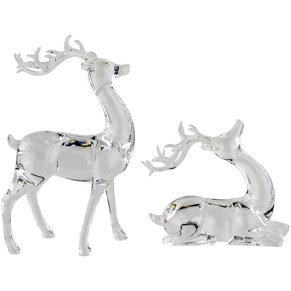 Kneeling Standing Reindeer Acrylic Christmas Decorations 9" Set of 2 ...