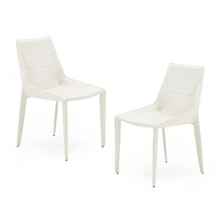 Modrest Halo Modern Ivory Saddle Leather Dining Chair (Set of 2) - Bed ...