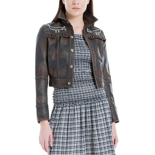 Max Studio London Womens Cropped Leather Jacket - Bed Bath & Beyond ...