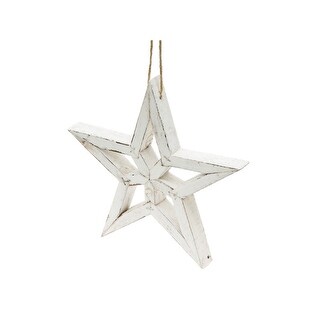 White Wood Star Ornament (L) - Bed Bath & Beyond - 34400873