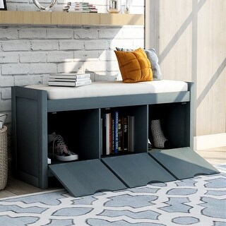 Storage Bench with Removable Cushion and 3 Flip Lock Storage - Bed Bath ...