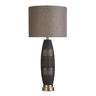 StyleCraft Laughlin Ceramic Table Lamp - Large - Charcoal, Copper/Gold ...