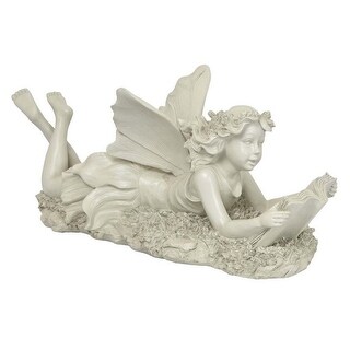 Zoya 23 Inch Fairy Angel Reading Book Figurine Statuette, Resin, White ...