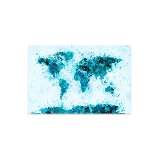 World Map Paint Splashes (Blue) Print On Acrylic Glass by Michael ...