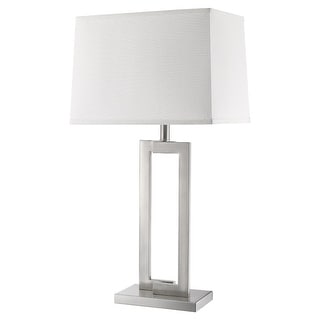Modern 30 Inch Silver Metal Table Lamp with Fabric Rectangular Shade ...