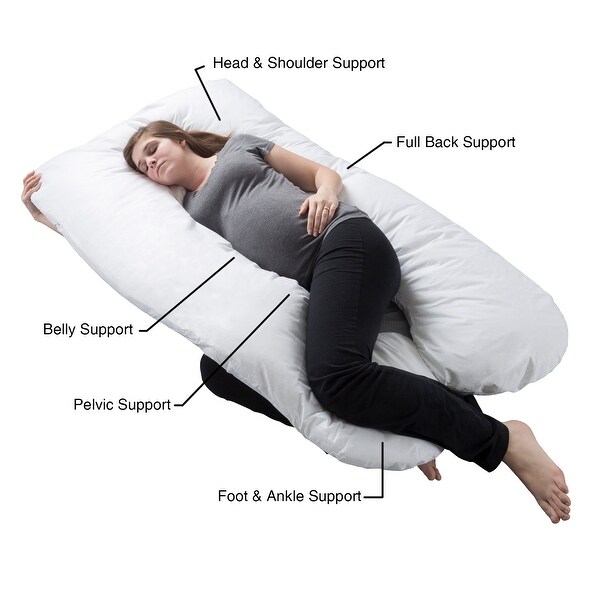 Full Body Pillow for Pregnancy Maternity Pillow with Contoured U Shape by Lavish Home White White On Sale Bed Bath Beyond 23560793