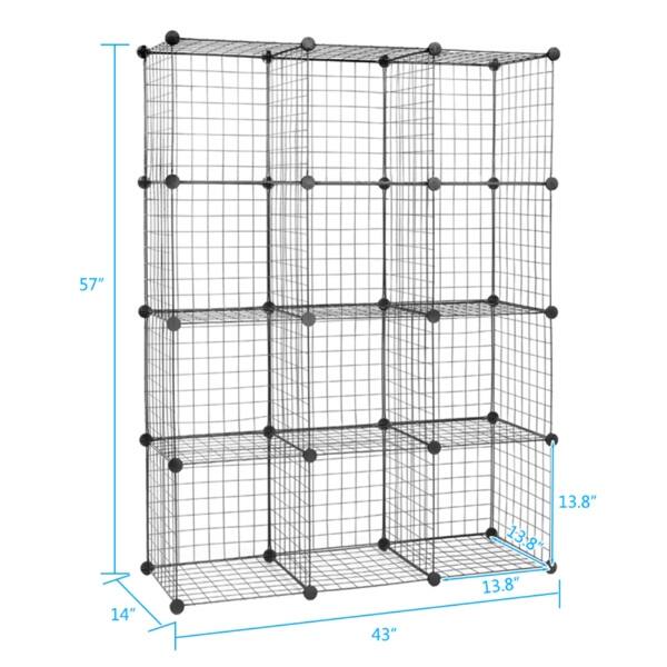 12-Cube Organizer Cube Storage Shelves Wire Cube Storage Metal Grid ...