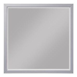 Transitional Style Square Wooden Frame Mirror, Gray - Bed Bath & Beyond ...