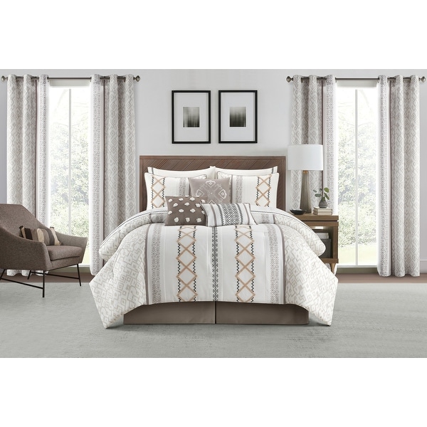 Grand Avenue Silvia 7 Piece Striped Jacquard Comforter Set - On Sale ...