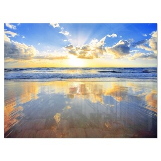 Blue Sky and Clouds Mirrored in Sea - Contemporary Seascape Glossy ...
