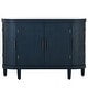 Navy Blue Wooden Entryway Storage Cabinet with Antique Pattern Doors ...