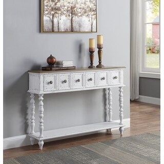French 48'' Rectangular Accent Console Table, 2 Drawers, Bottom Shelf ...