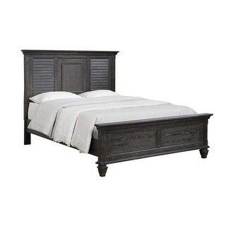Eli King Panel Bed, Shutter Headboard, Molded Trim, Weathered Gray ...