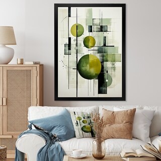 Designart "Olive Orbits Abstract Shapes" Abstract Shapes Framed Wall ...