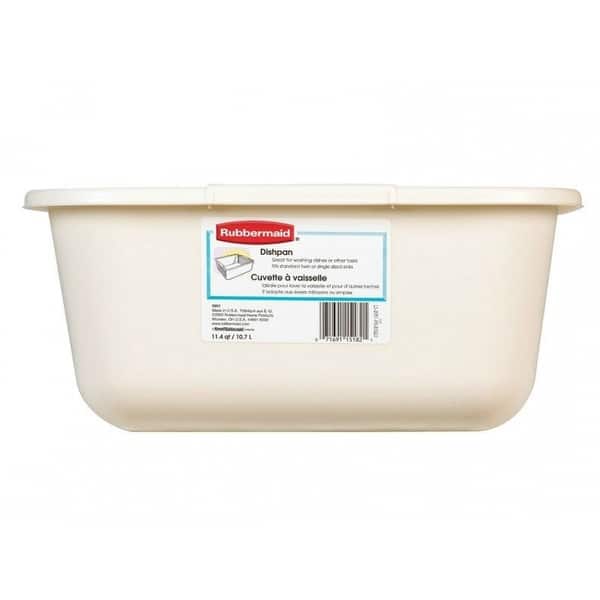 Rubbermaid 2951-AR-BISQUE Microban Rectangular Dishpan, Bisque, 11.5 Qt ...