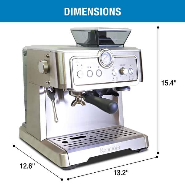 Kenmore Automatic Espresso Machine W/Grinder & Milk Frother, S/Steel ...
