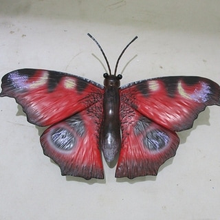 Red With Blue Metal Butterfly Wall Decor - Bed Bath & Beyond - 36795564