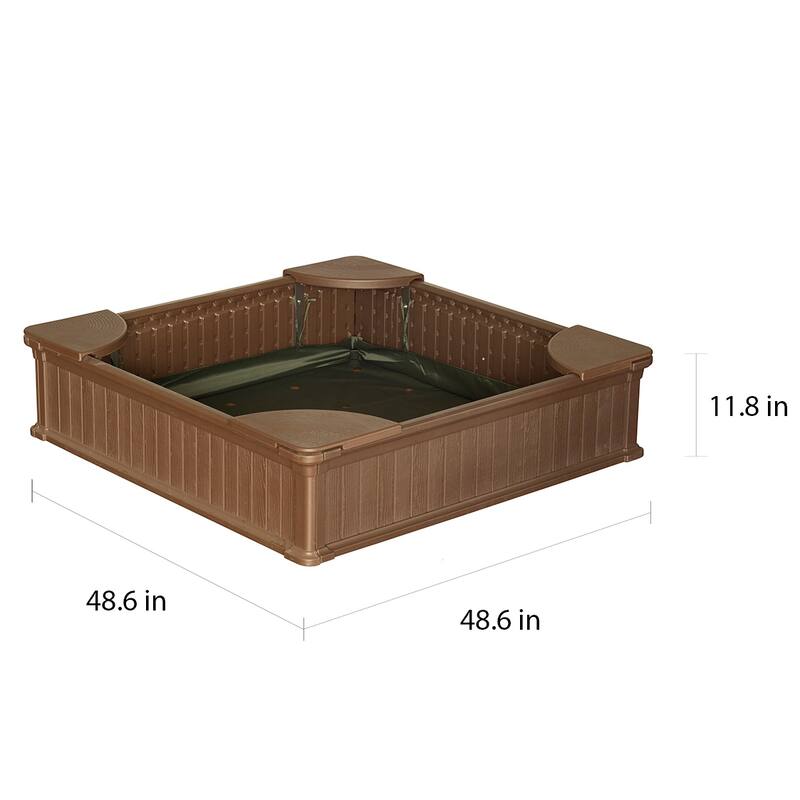 Modern Home Weather Resistant Outdoor Sandbox Kit (4 feet wide x 4 feet ...