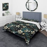 Designart "Black Crystal Glamour Brilliance II" Gold Glam Bed Cover Set ...