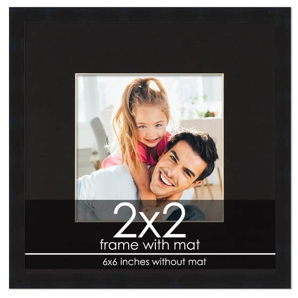 2x2 Frame with Mat - Black 6x6 Frame Wood Made to Display Print or ...