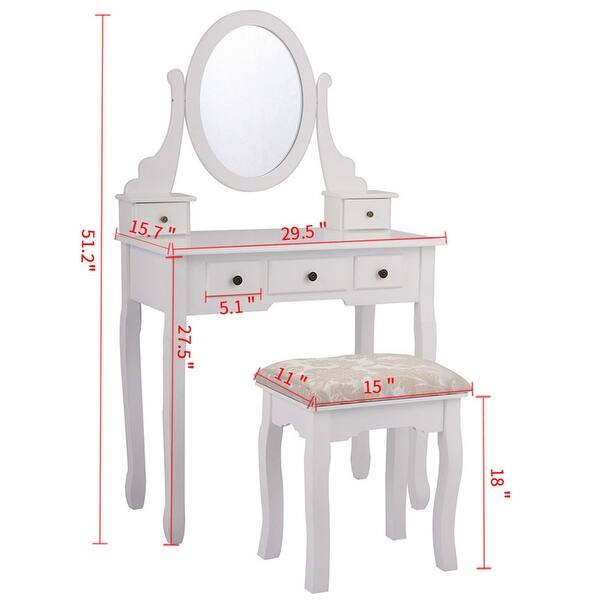 Dressing Table Desk Drawer Mirror Stool Set - Bed Bath & Beyond - 34795896