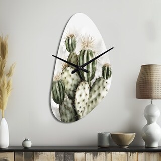 Green Desert Flower Cactus - Cactus Wall Clocks in Asymmetrical Fall ...