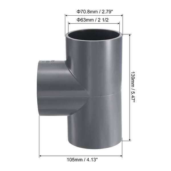 2 1/2" 3 Way Tee Pipe Fittings UPVC, 3 Pack Joint Coupling Pipe Adapter ...