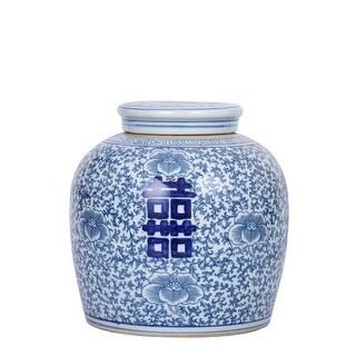 Blue And White Ming Jar Double Happiness - Bed Bath & Beyond - 31522365