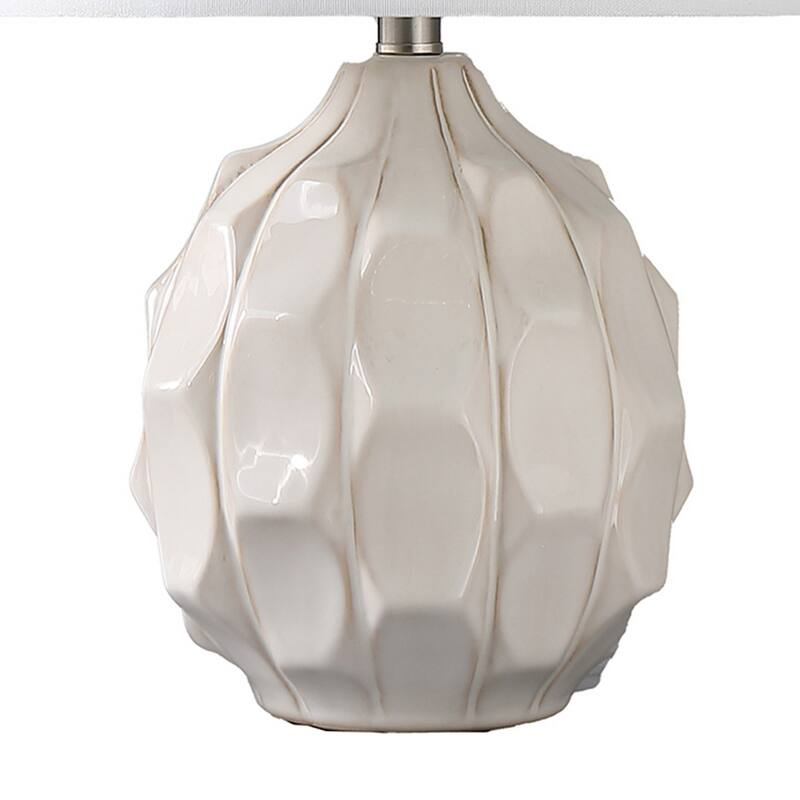 22 Inch Table Lamp, Cream Round Cascading Ceramic Design Urn, Brushed ...