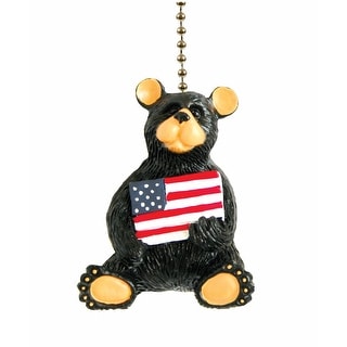 Black Bear Holding US Flag Ceiling Fan Pull or Light Pull Chain - Bed ...