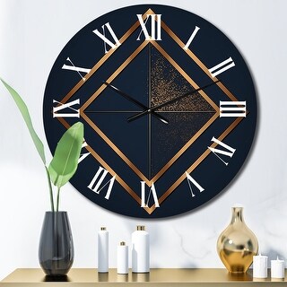 Designart "Rhombus In Deep Blue And Gold Abstract IV" Modern Geometric ...